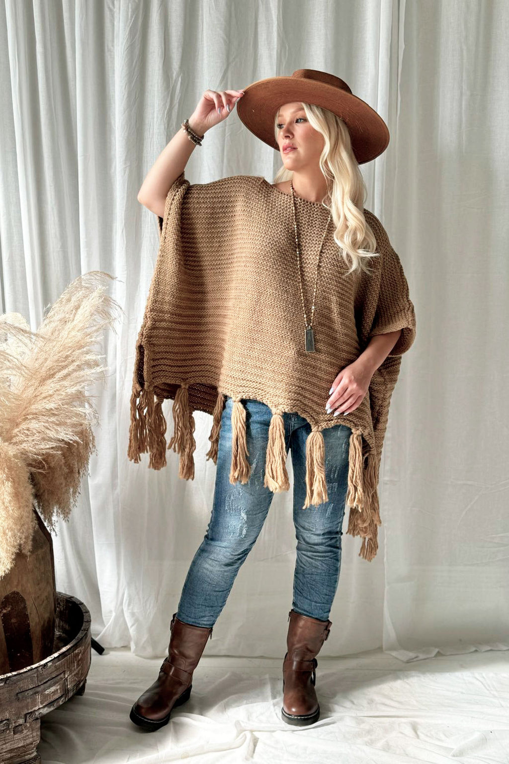 Dalila poncho, caramel – BYPIAS