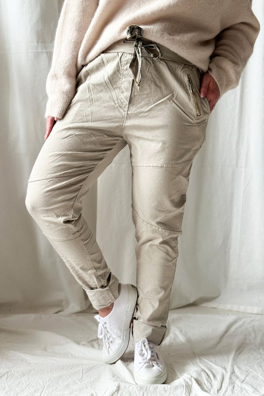 Cool joggerit, beige – BYPIAS