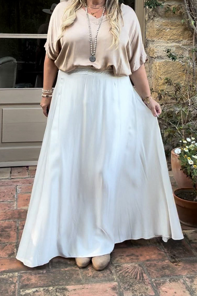 Sandy satin skirt, off white – BYPIAS