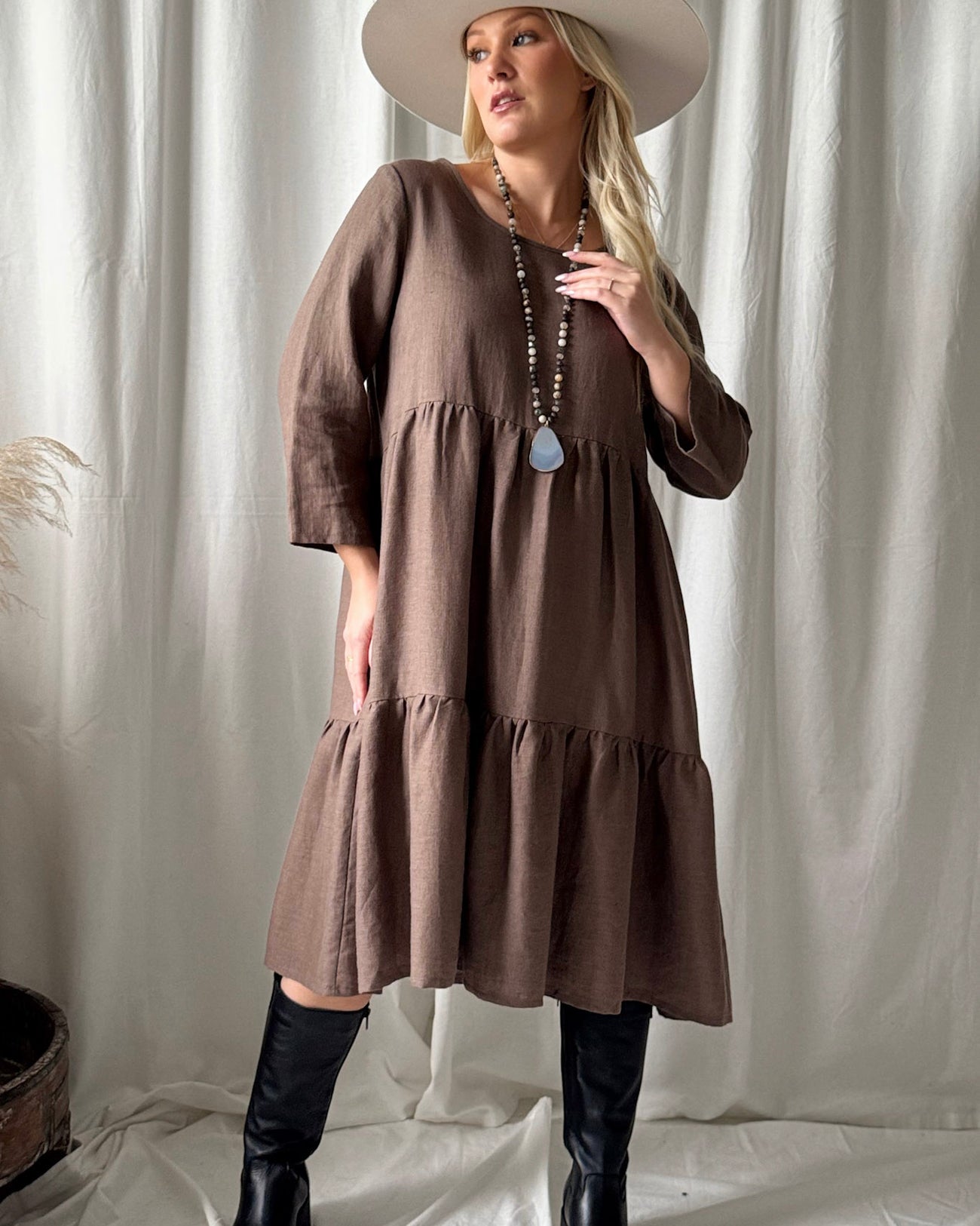 Sarah pellavamekko, coffee – BYPIAS
