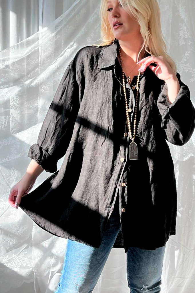 Lilee oversized shirt, black – BYPIAS